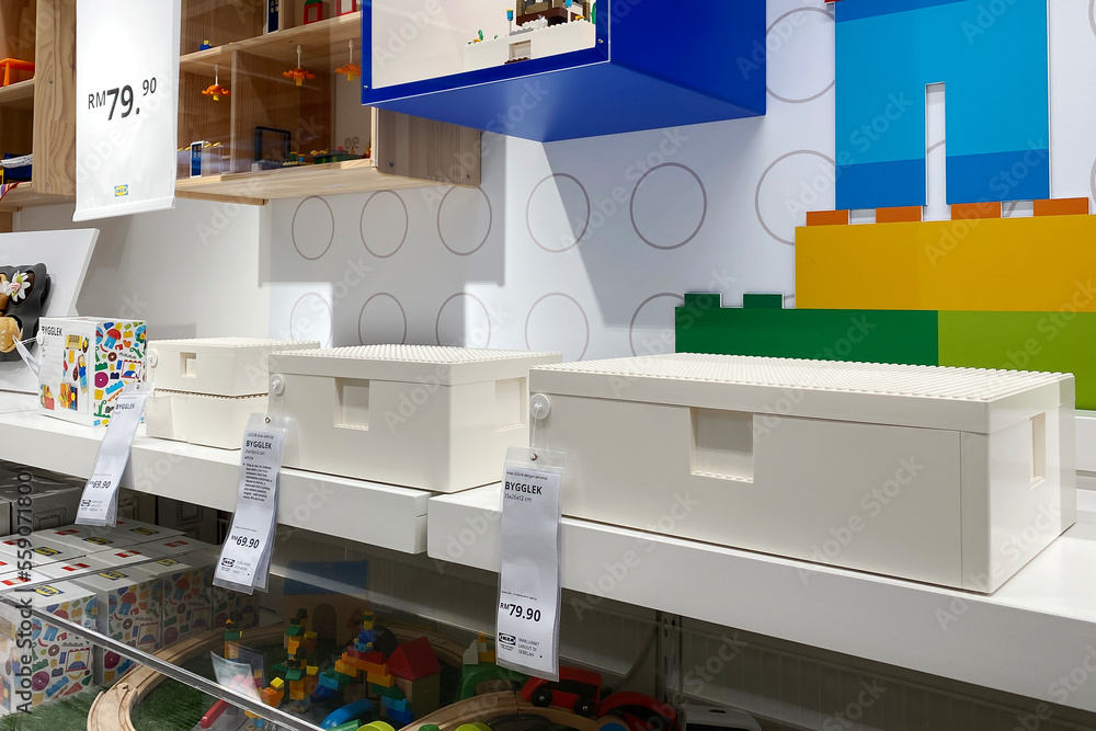 PENANG, MALAYSIA - APR 07, 2021: LEGO IKEA BYGGLEK collection LEGO box ...