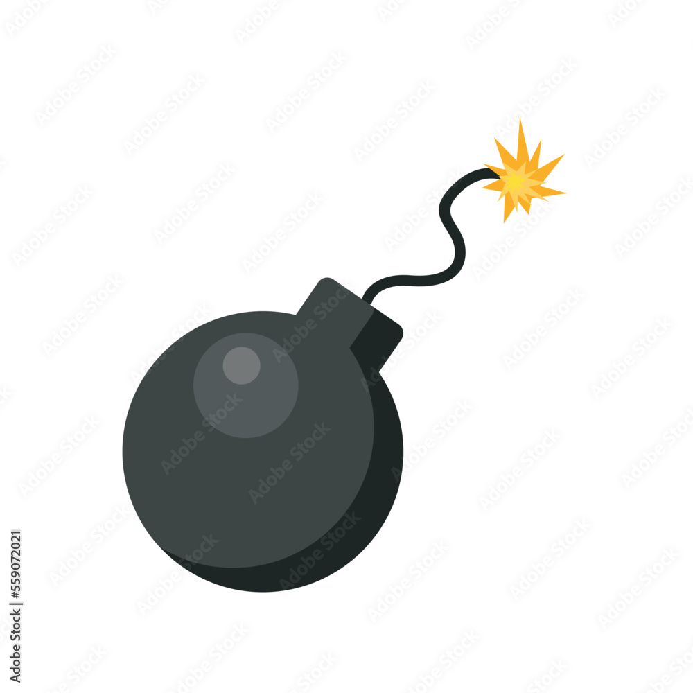 Vector illustration of bomb single, wick and explosion icon. Explosive ...