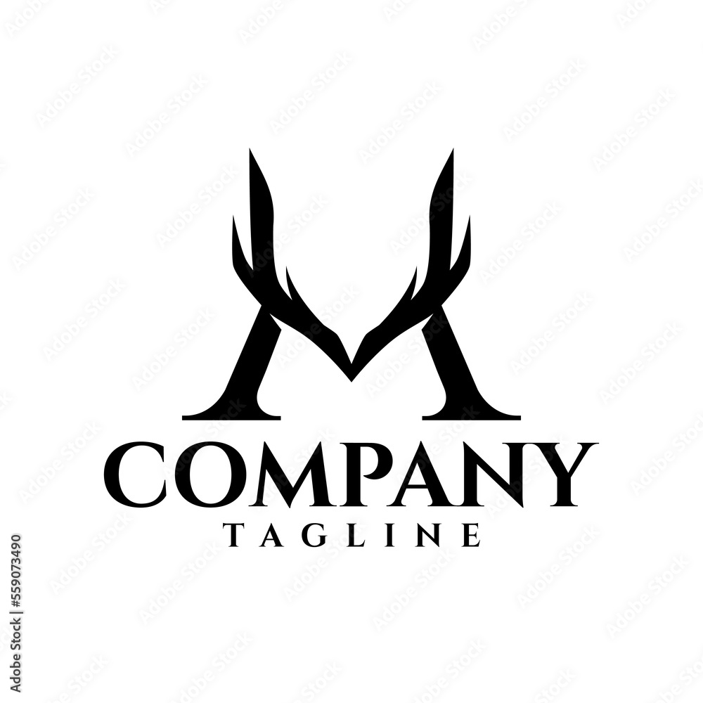 letter M with horn logo. letter with bull horn logo vector template ...