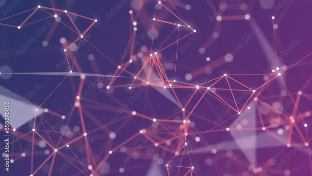 4K digital connection abstract animation dots and lines on blue ...