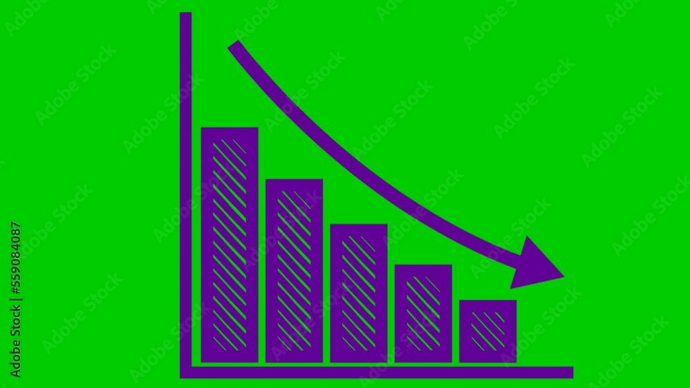 Animated violet recession chart of financial decline with a trend line ...