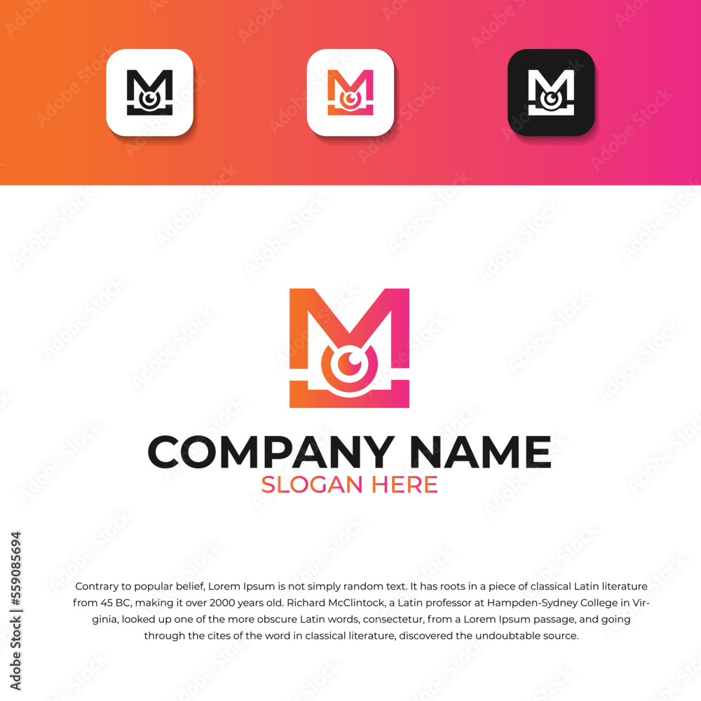 initial m b monogram letter alphabet with a camera icon photography ...