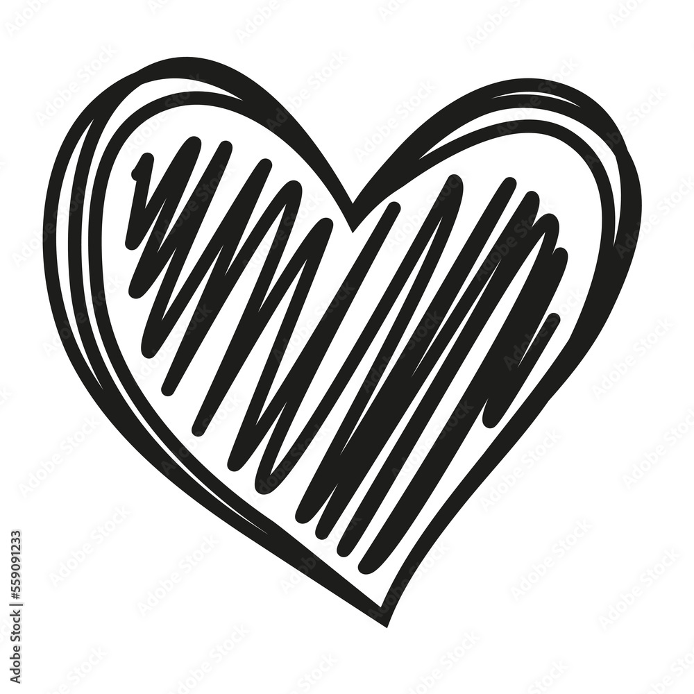 Hand Drawn Heart Scribble Heart Vector Icon Design Element For