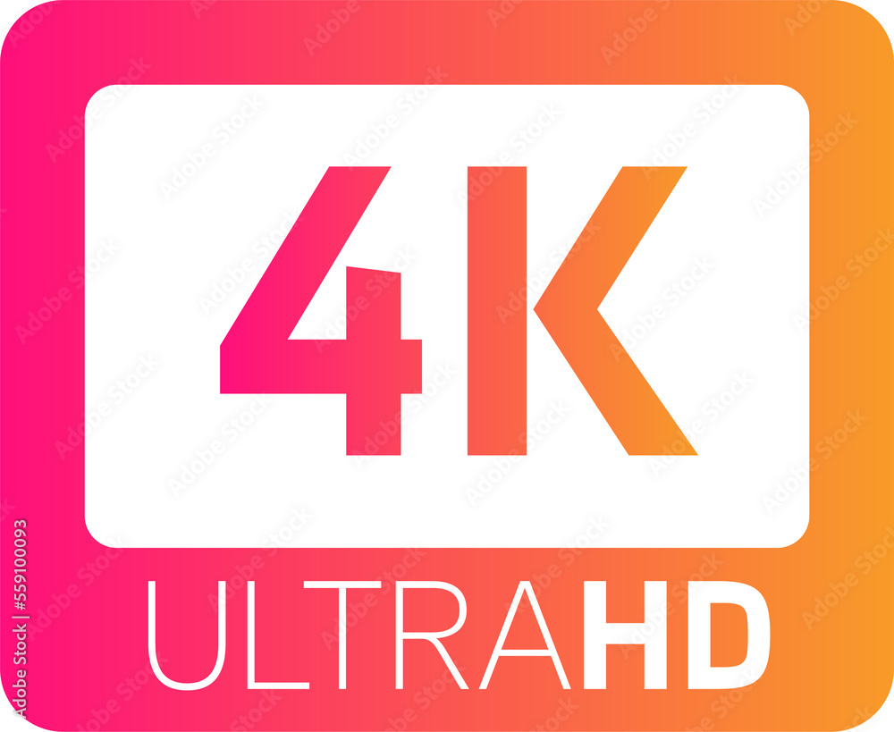 Gradient video quality or resolution icons in 4k. Video screen ...