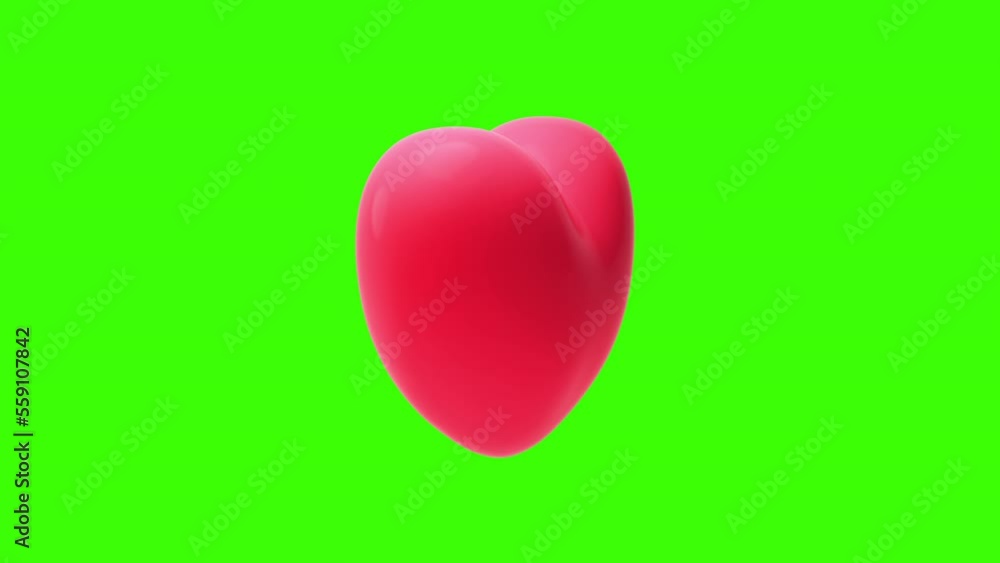 Red Heart on green screen background for chroma key. Loop Footage in 4K ...
