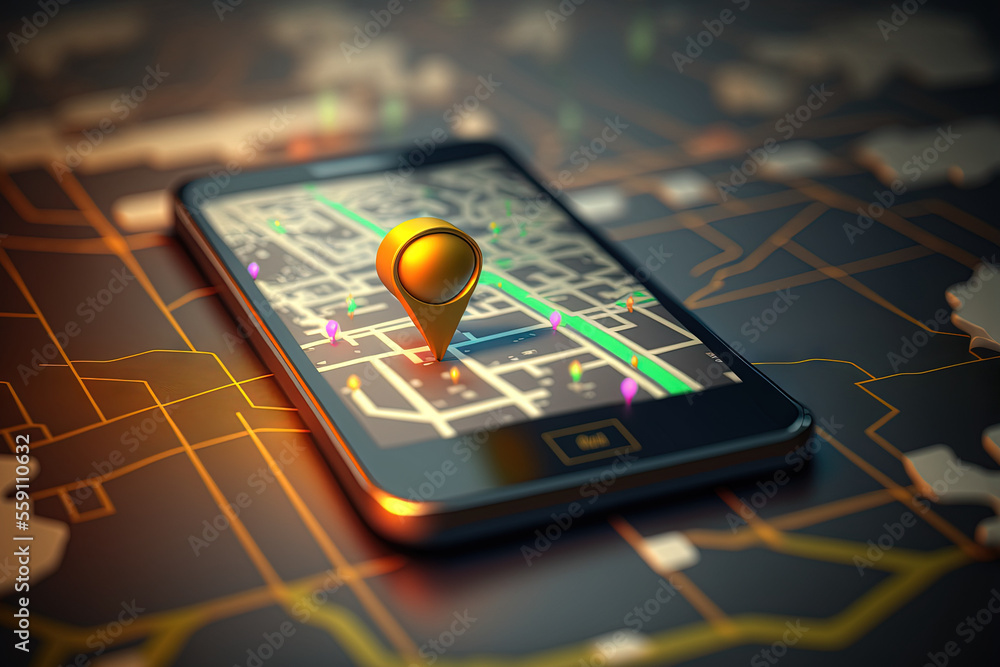 Smartphone and gps icon with map. Technology and transportation concept ...