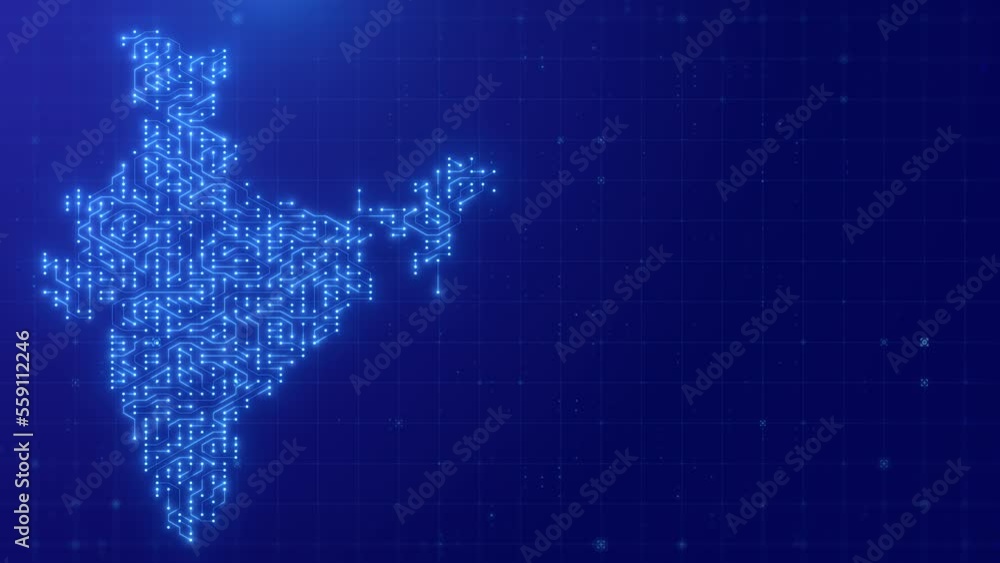 Digital Map of India with blue circuit board background. India Map with ...