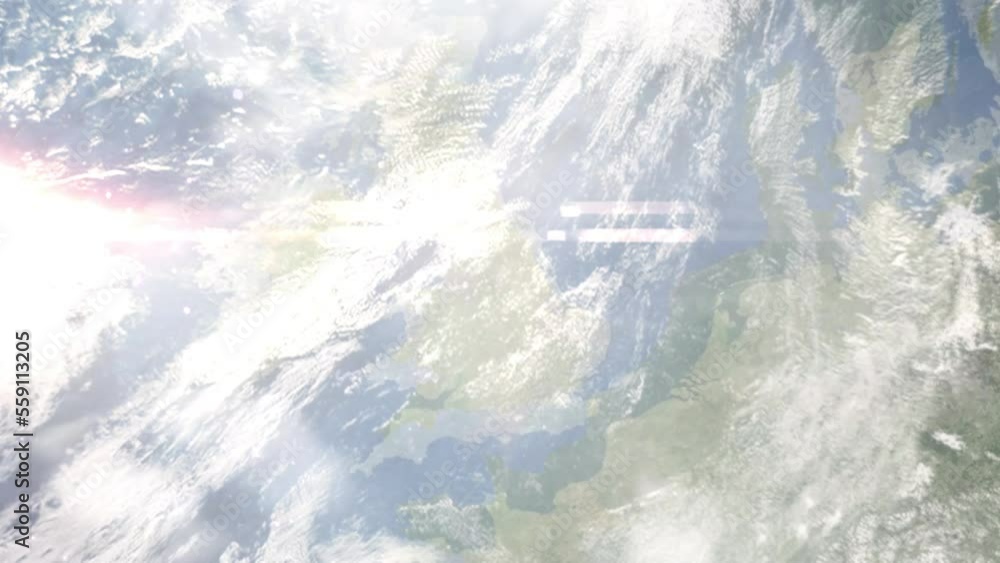 Earth zoom in from outer space to city. Zooming on Rotherham, UK. The ...