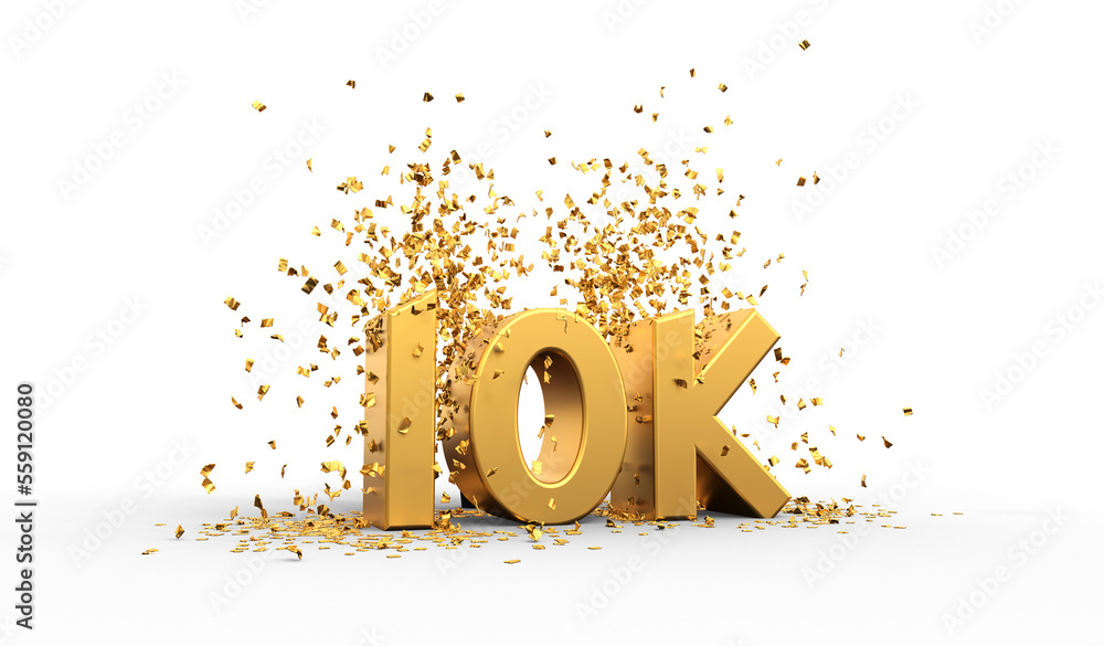 10K thank you illustration with golden text and confettis - transparent ...