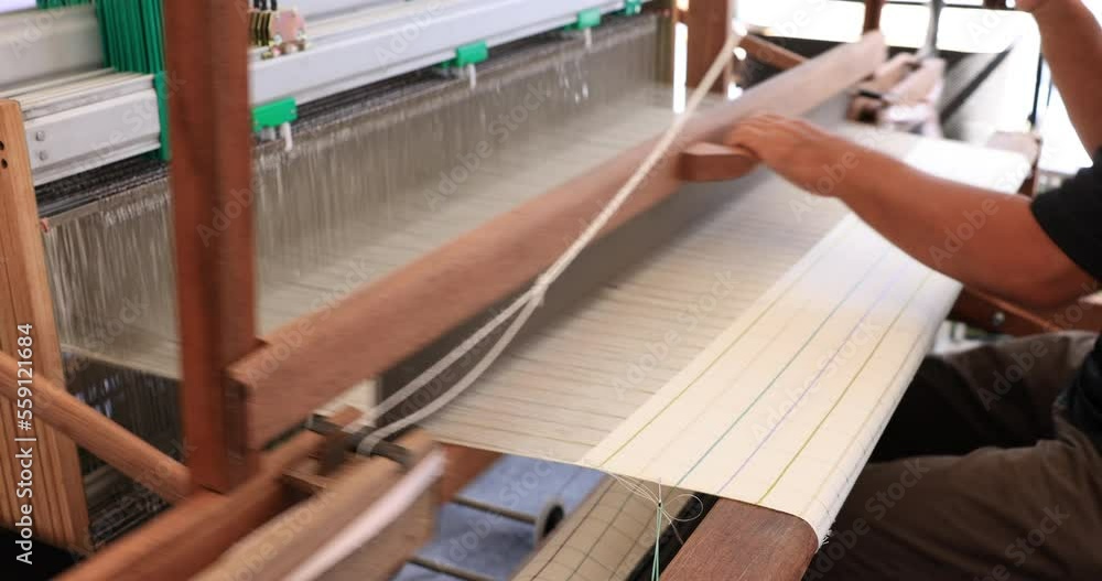traditional weaving by hand-made tools Equipment according to the ...