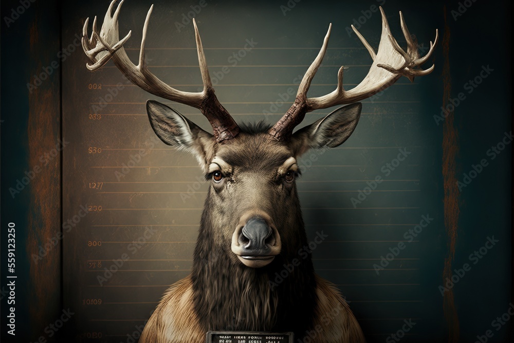 Deer bad Animal police mugshot line up generative ai Stock Illustration ...