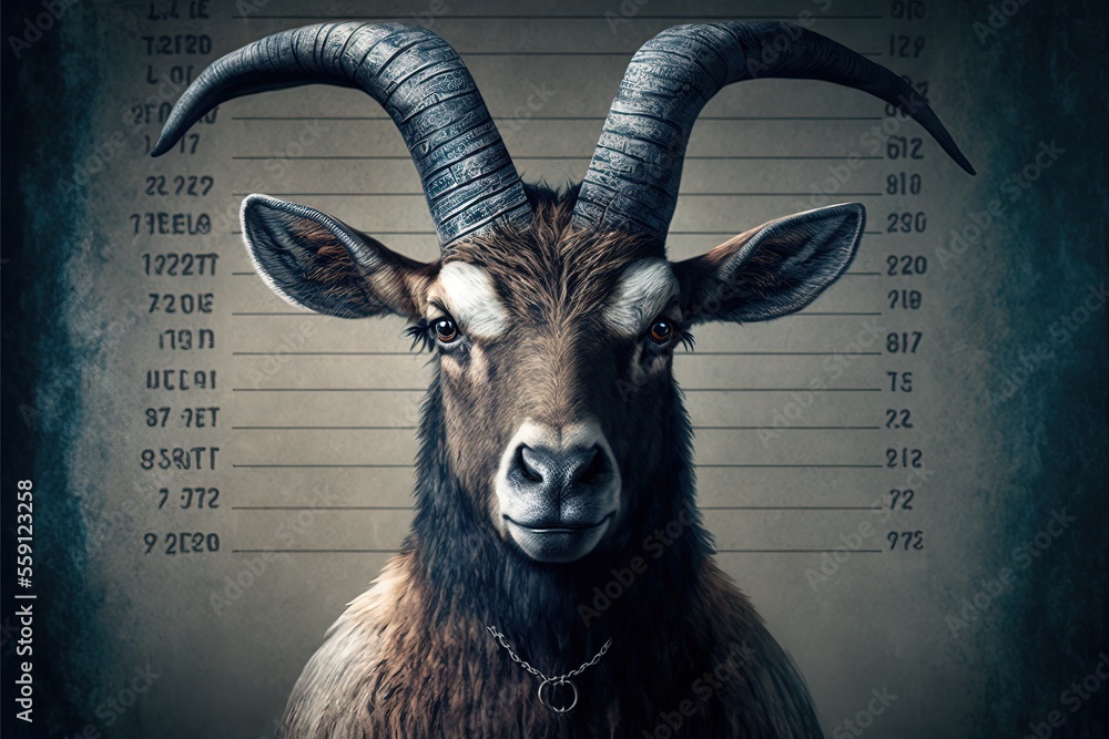 Goat Deer bad Animal police mugshot line up generative ai Stock ...