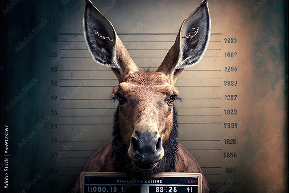 Donkey bad Animal police mugshot line up generative ai Stock ...