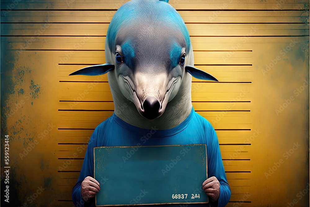 Dolphin bad Animal police mugshot line up generative ai Stock ...