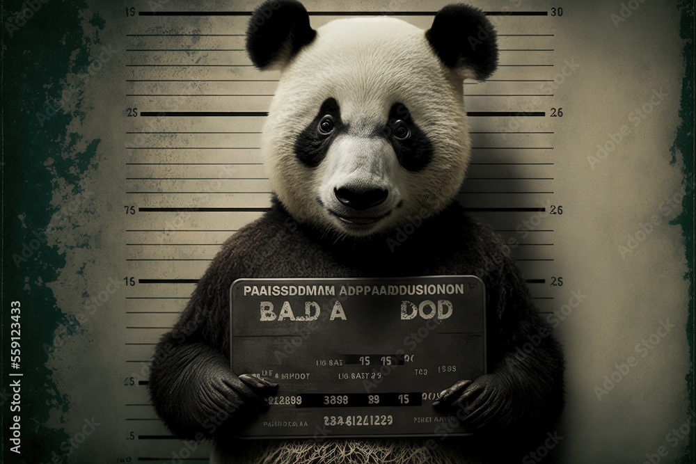 Panda criminal. Police banner. Arrest photo. Police placard, Police ...