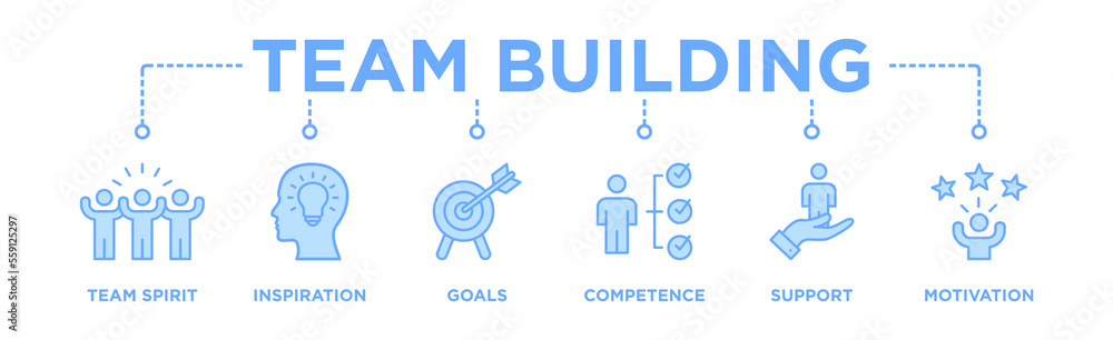 Team building building banner web icon vector illustration concept with ...