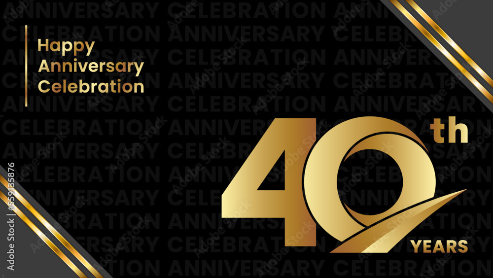 40th Anniversary. Anniversary template design with golden color for ...