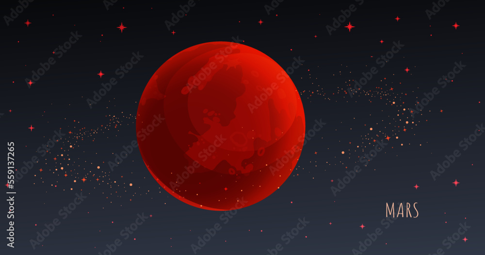 Mars planet. Collection of Planets of solar system. Cartoon style ...