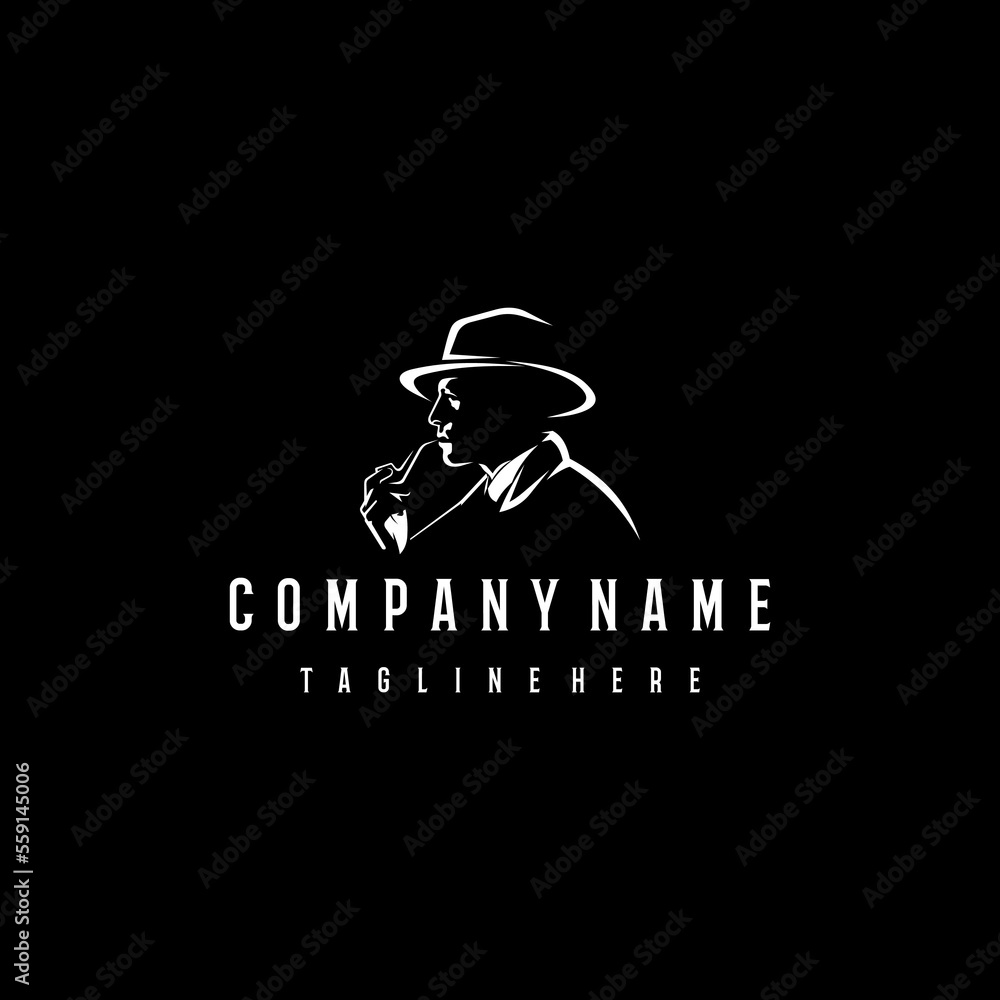 The man of detective logo design icon. The man of detective line art ...