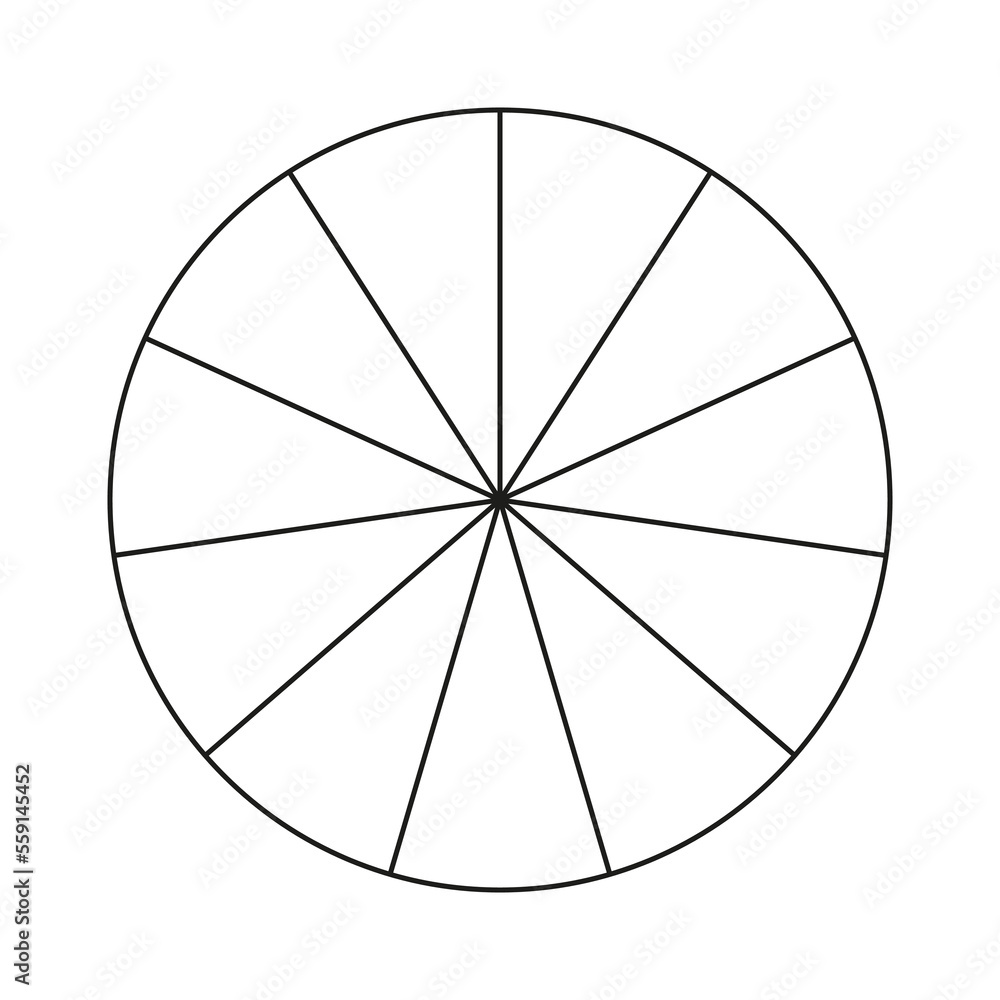 Pie chart, diagram, eleven sections or steps. Circle icon for ...