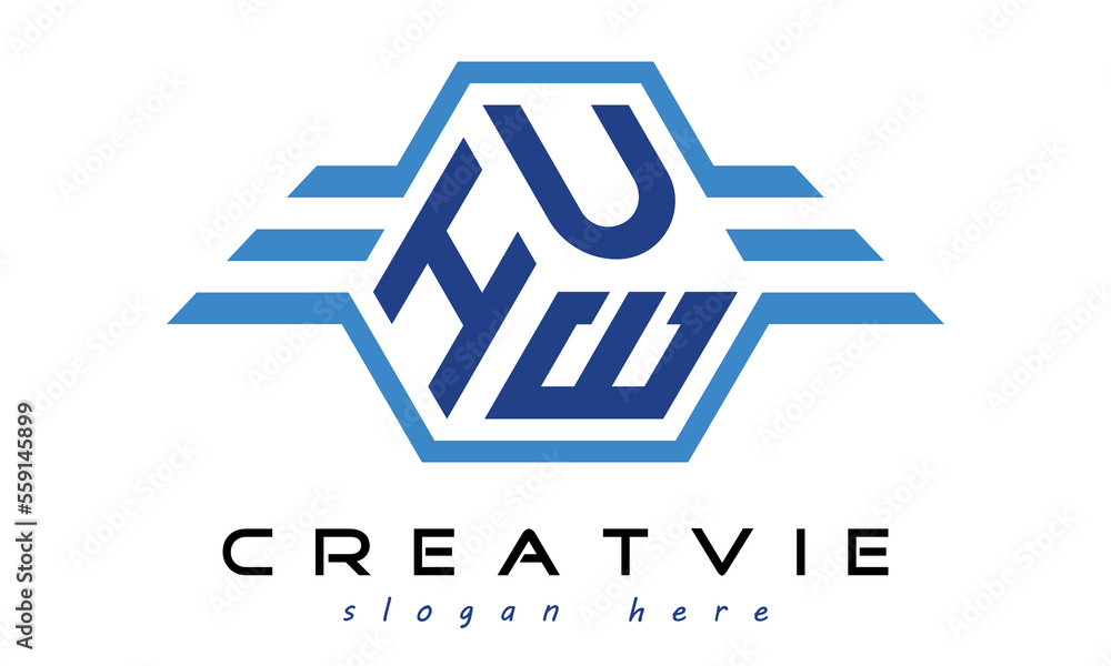 HUE three-letter geometric shape logo design vector template, isolated ...