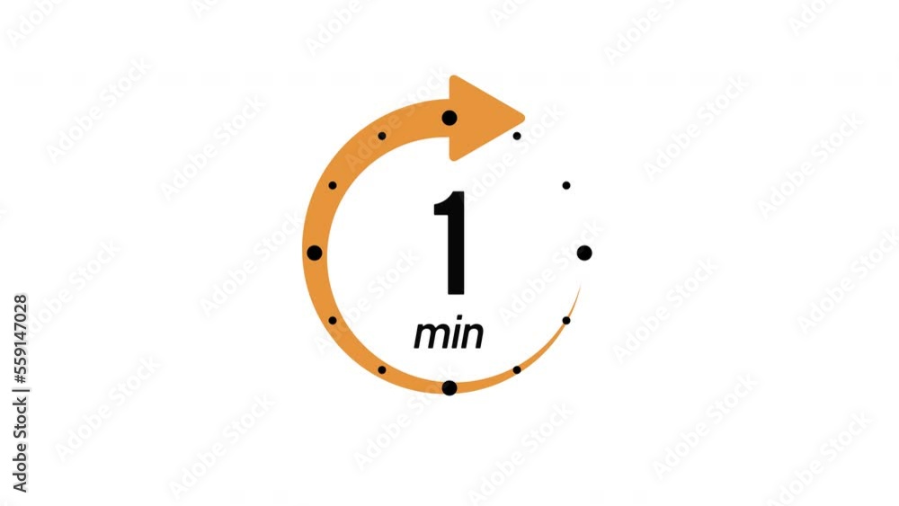 1 minute timer symbol, isolated on transparent background with alpha ...
