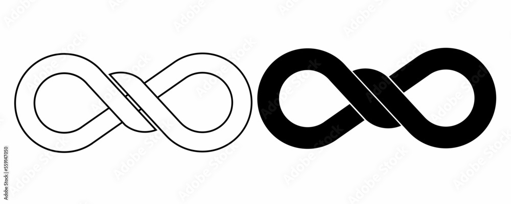 outline silhouette infinity Knot icon set isolated on white background ...