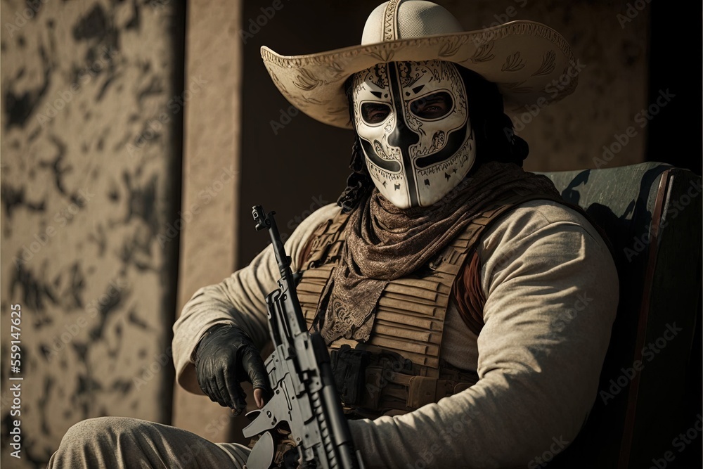 Mexican narcos dealing drug many dollars illustration generative ai ...