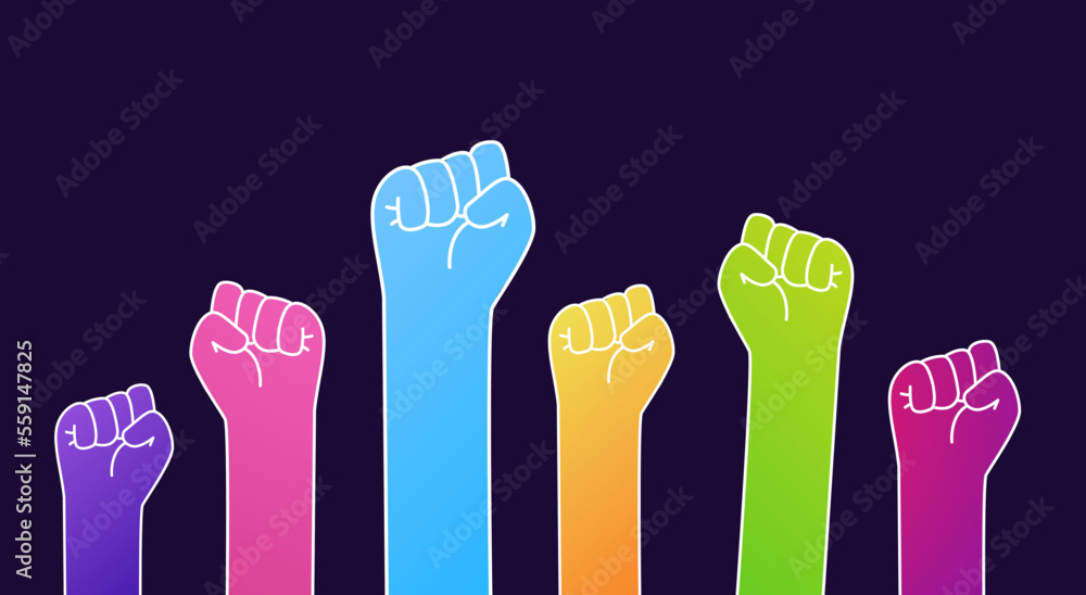 Human fist icons. Strong woman hands. Pump fight. Social protest ...
