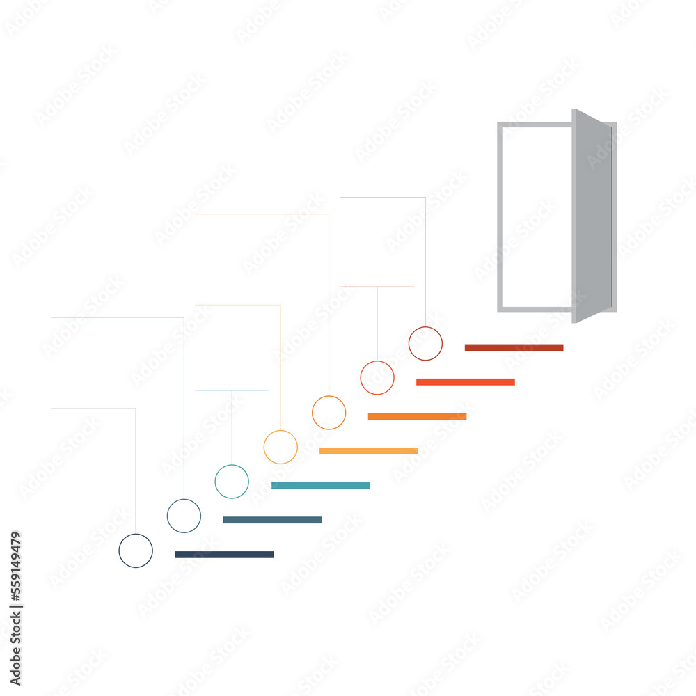 Ladder of success, leading up to an open door. Successful strategy ...