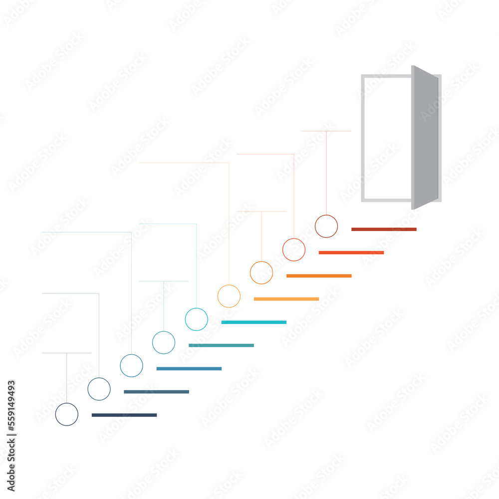 Ladder of success, leading up to an open door. Successful strategy ...