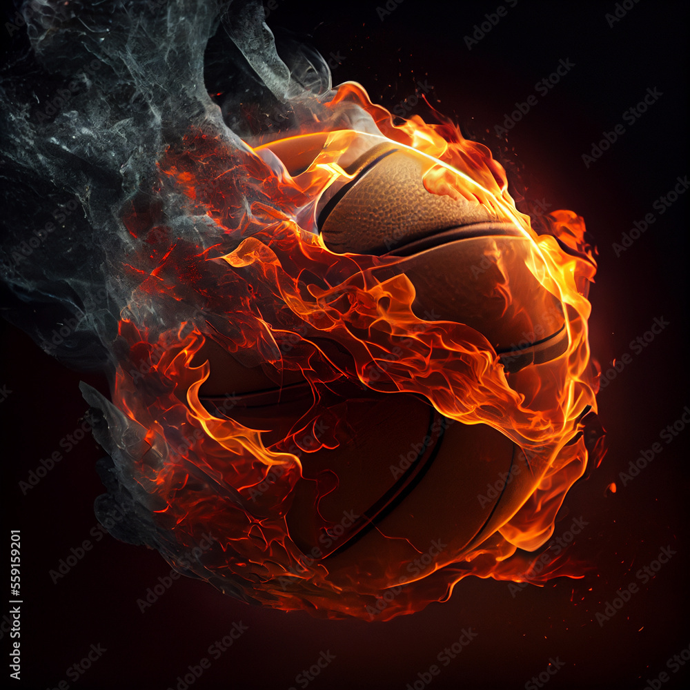 Basketball ball on fire, epic 3d render illustration Stock Illustration ...