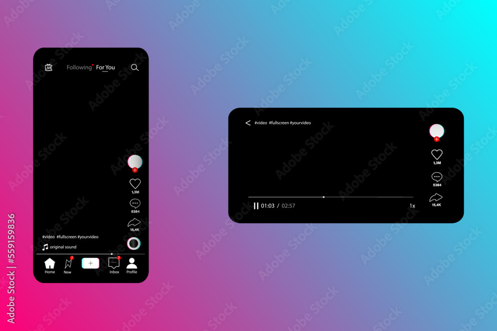 Social media interface concept. Phone screen UI mockup in vertical and ...