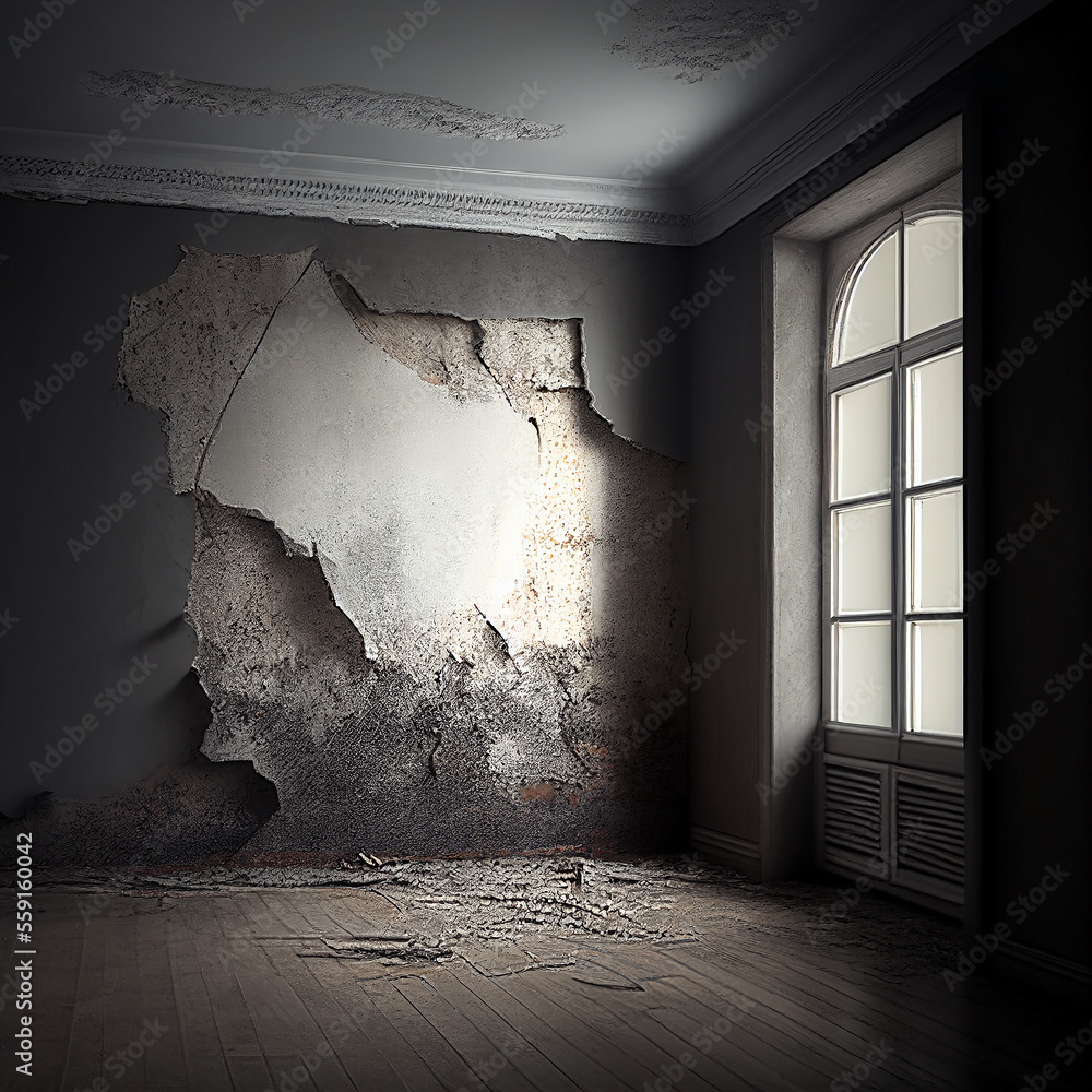 Renovation Texture background of old colour dirty crumbling brick wall ...