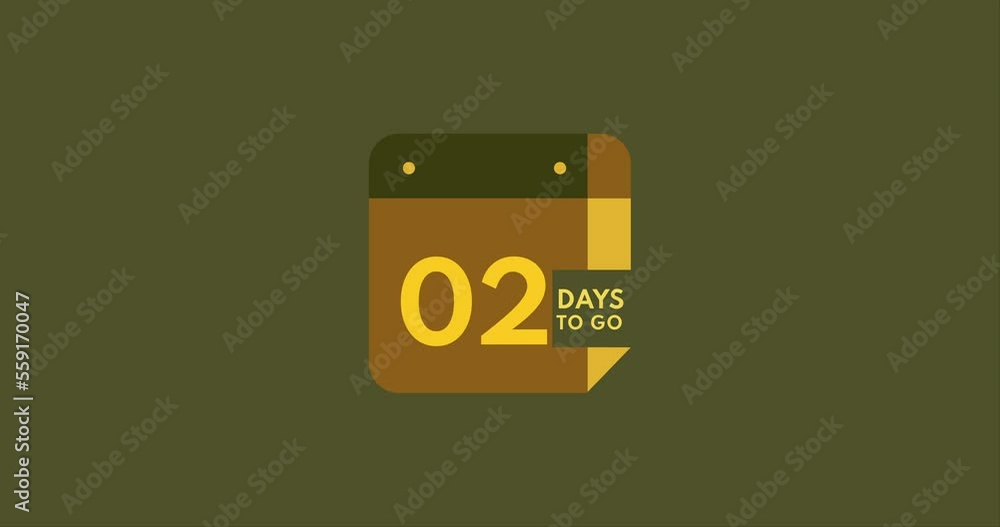 2 day to go calendar icon, 2 days countdown modern animation, Countdown ...