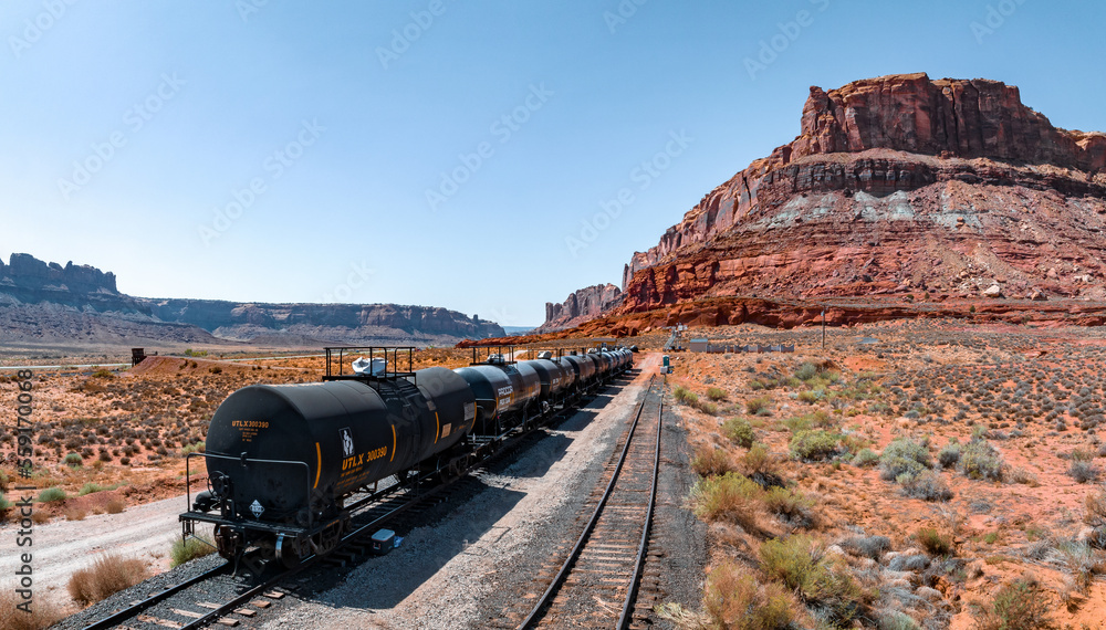 Page, Arizona. September 07, 2022. Aerial view of the cargo locomotive ...