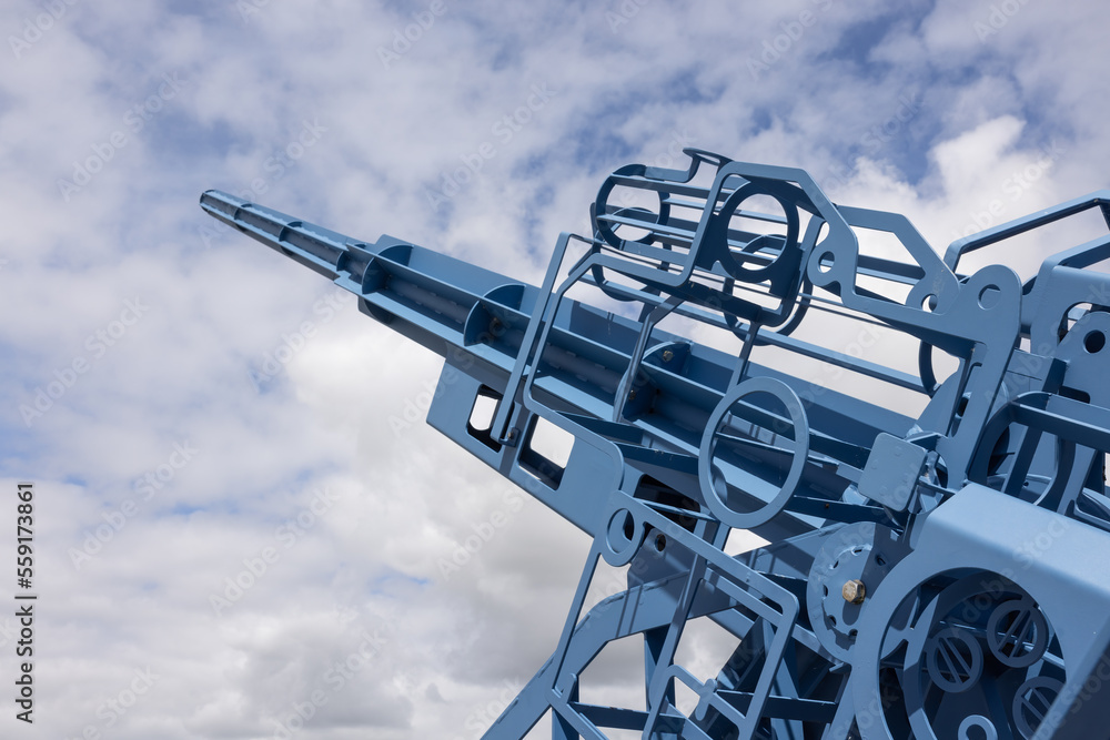 Dutch location German WW2 anti-aircraft defence with replica old cannon ...
