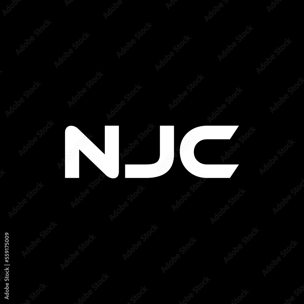Vecteur Stock NJC letter logo design with black background in ...