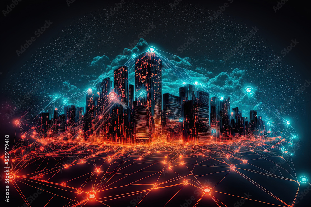 technique for connecting big data. Concept of a network for ...