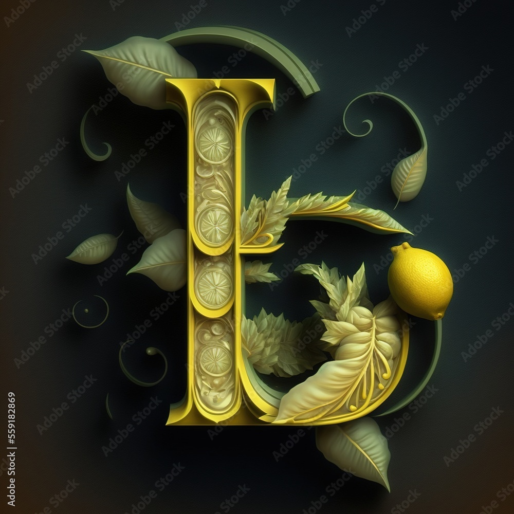 Lemon Letter L, Generative AI Stock Illustration | Adobe Stock