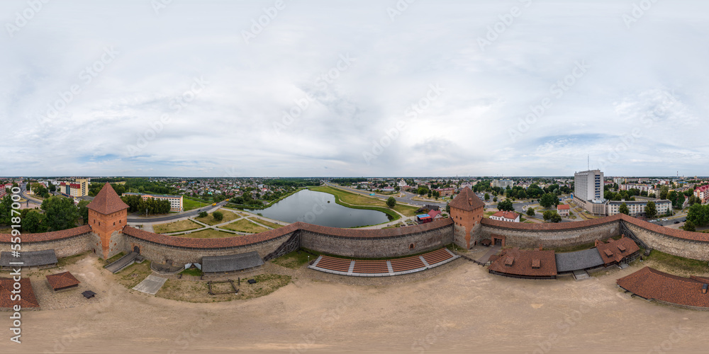 aerial full seamless spherical hdri 360 panorama view above over a ...