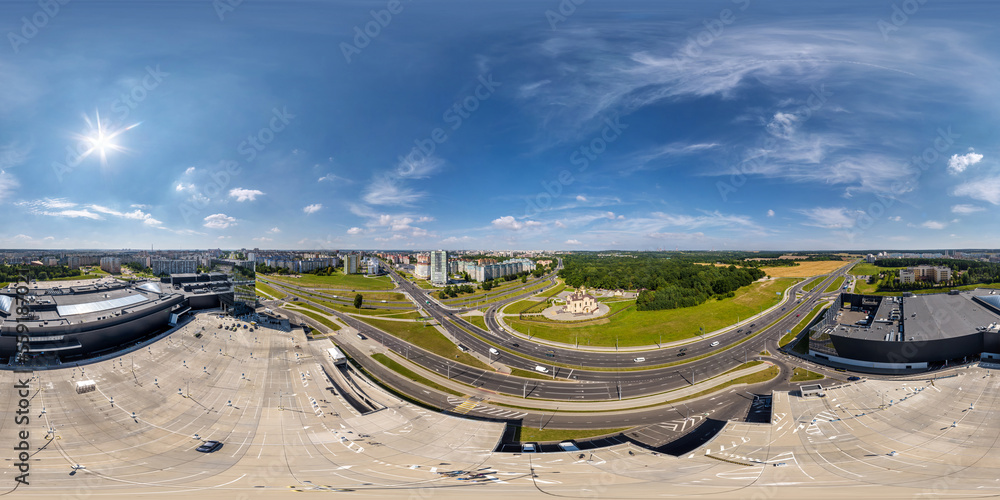 aerial full seamless spherical hdri 360 panorama view above road ...
