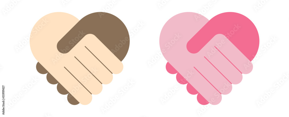 Two hands shaking. Two hands holding in a shape of a heart vector ...