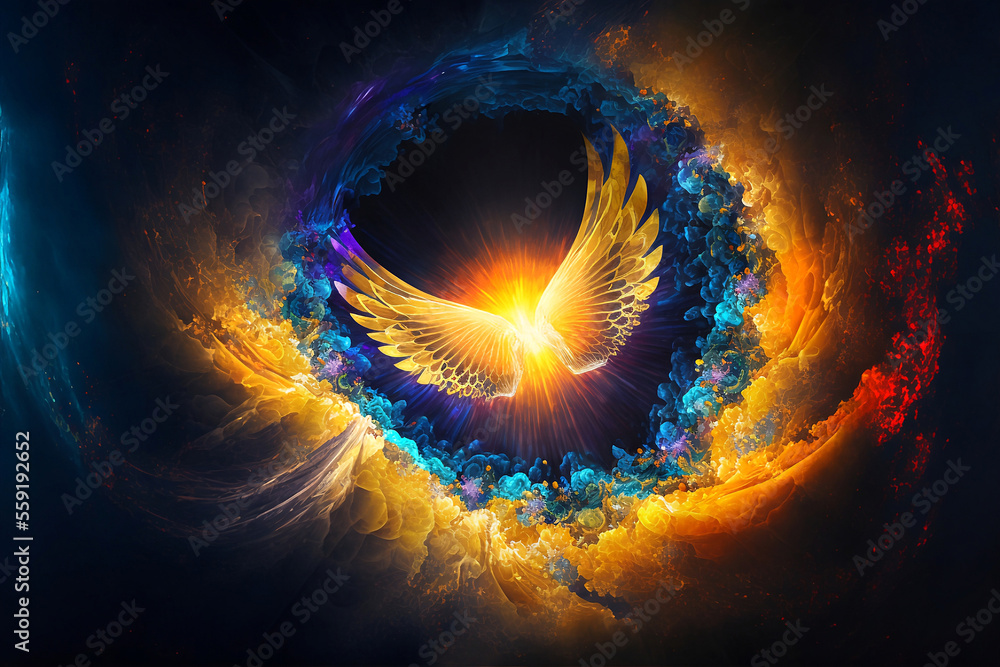 Spiritual bird connecting to the divine. Generative AI, this image is ...