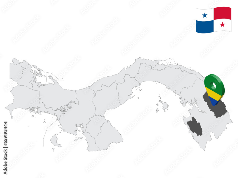 Location Embera-Wounaan Province on map Panama. 3d location sign ...