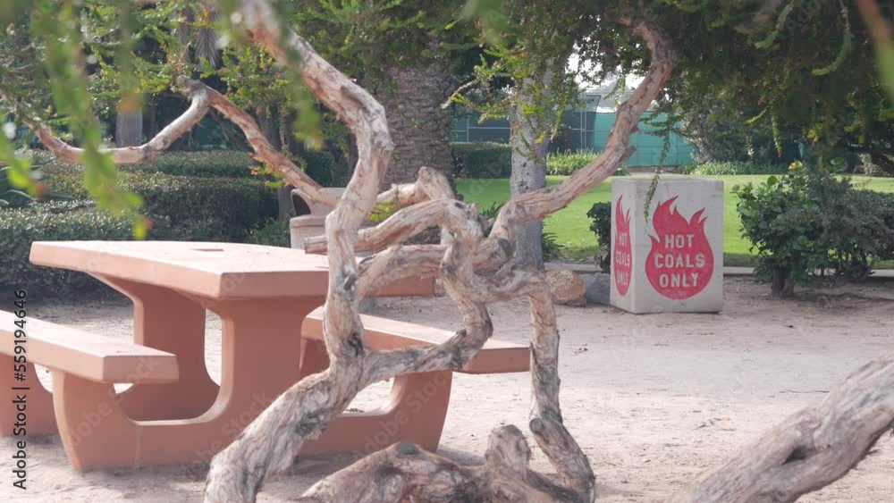 Picnic area in public park, La Jolla Cove, California coast, USA ...
