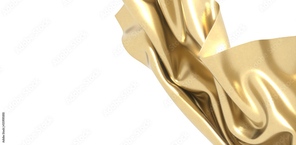 Flying gold cloth isolated on white background 3D render - png ...