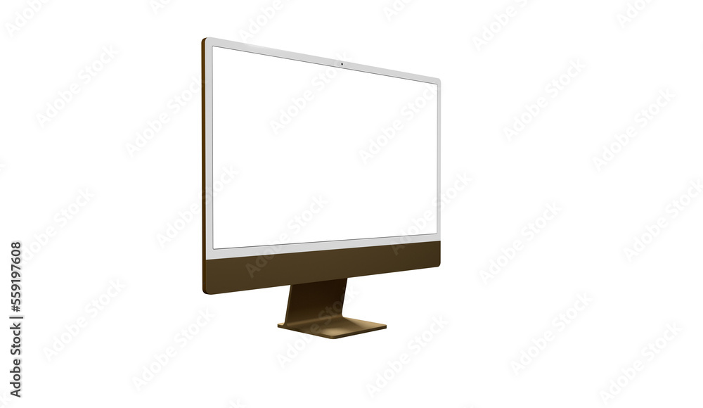 Computer monitor display with empty screen isolated on transparent ...