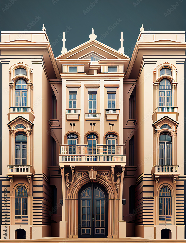 row of facades, front street building facades Stock Illustration ...
