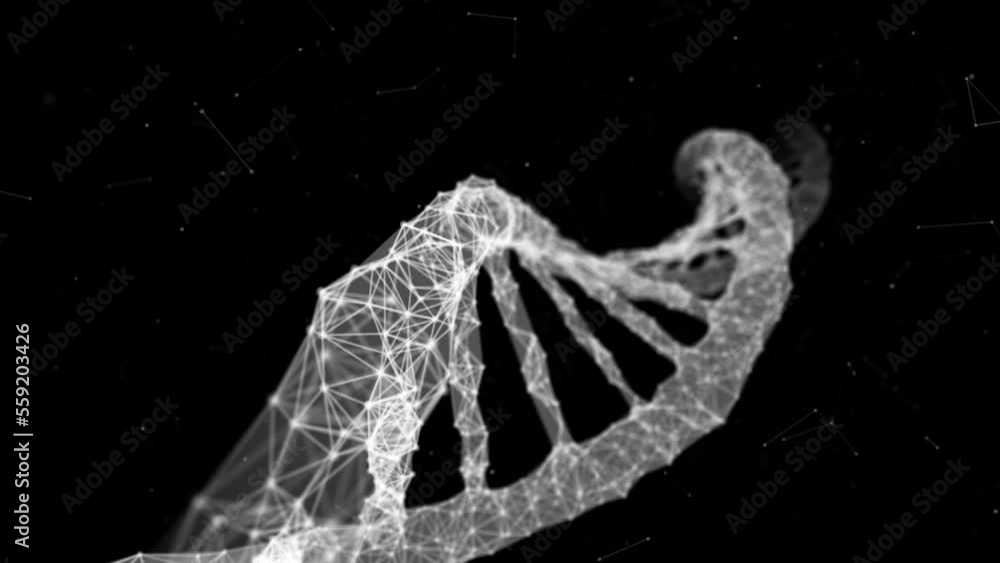 Abstract animated construction of a DNA molecule from particles. Motion ...